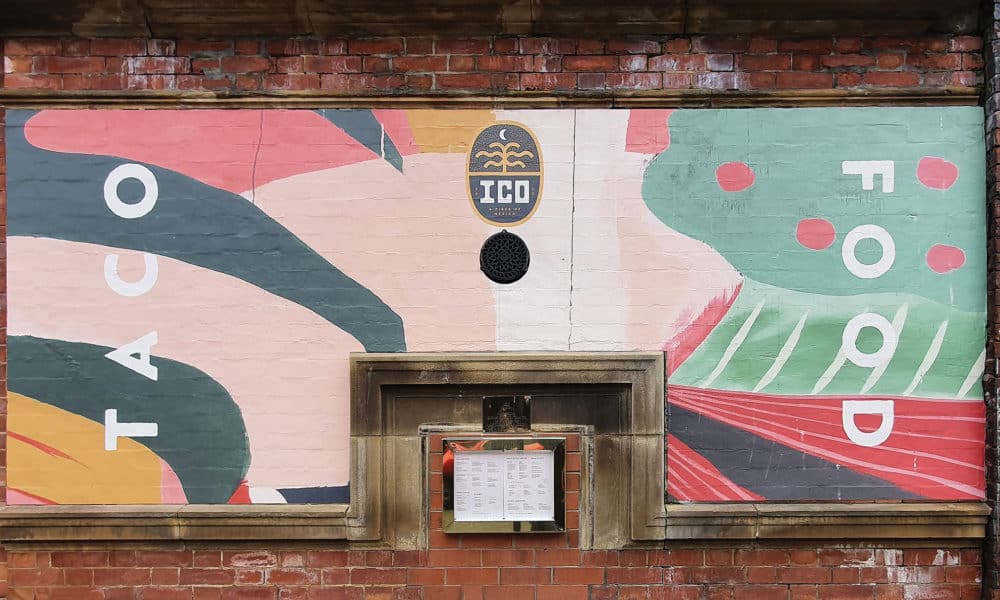 ICO Mexican Restaurant Draws Diners with Outdoor Wall Graphic